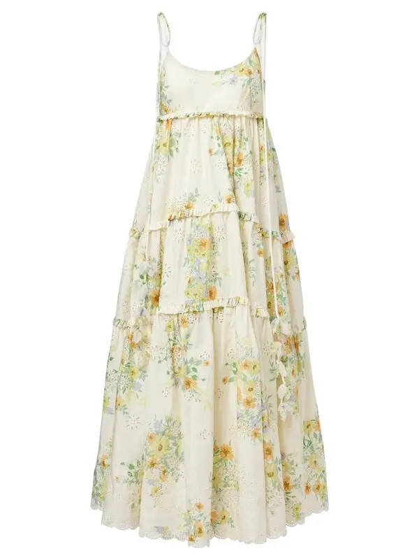 ALEMAIS Alémais Juliette Floral Tiered Midi Dress - Multicoloured