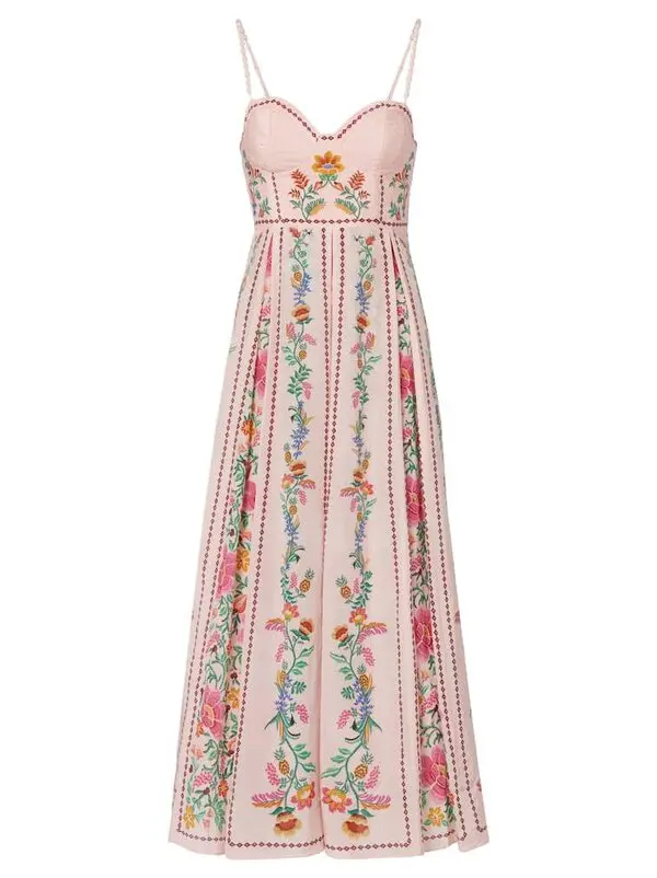 Farm Rio Floral Cotton-blend Maxi Dress - Pink