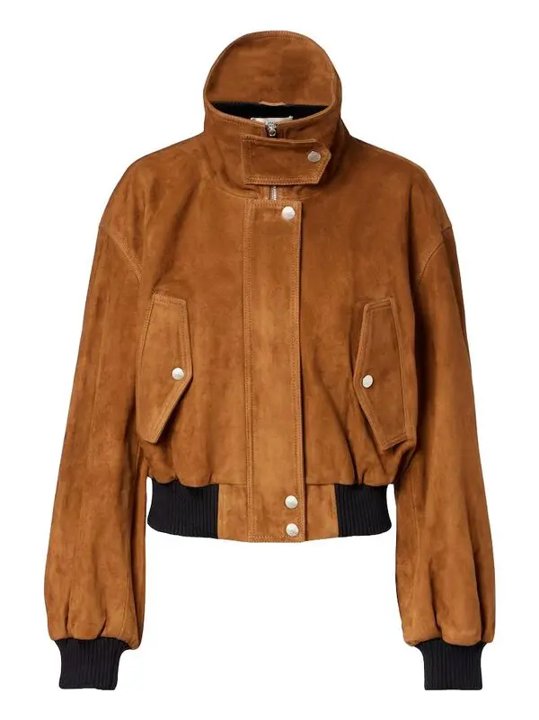 Nour Hammour Briar Suede Bomber Jacket - Brown