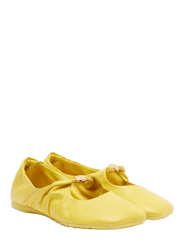 Loewe Pebble Soft Leather Mary Jane Flats - Yellow
