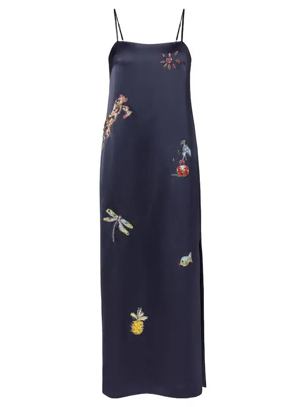 ALEMAIS Alémais X Anouk Colantoni Fontaine Slip Midi Dress - Blue