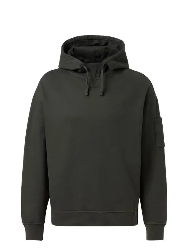 C.P. COMPANY Cotton Fleece Hoodie With Lens Detail - Green