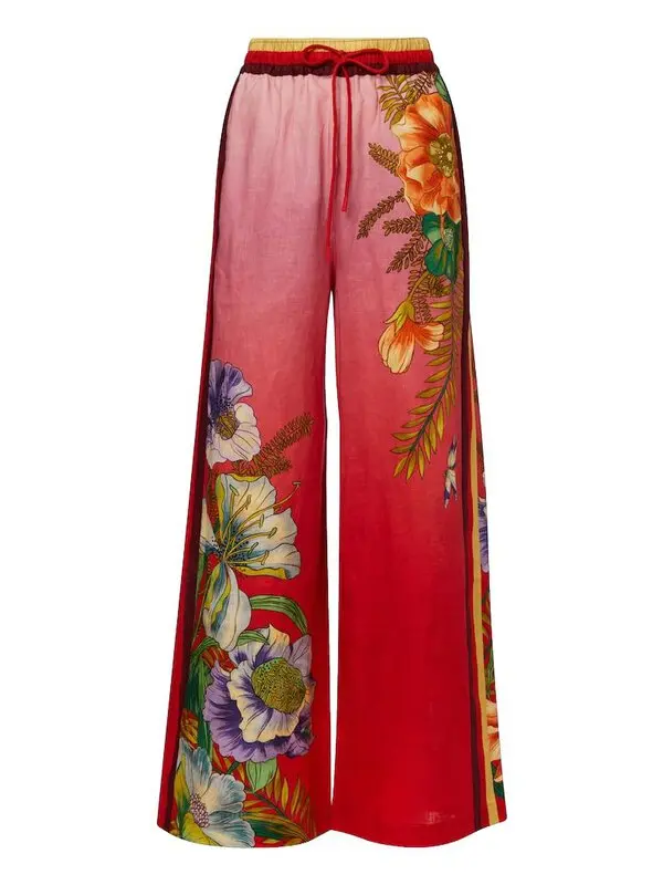 ALEMAIS Alémais Inez Ombré Linen Wide-leg Pants - Red