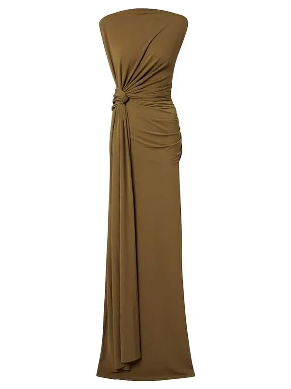 Alex Perry Draped Crêpe Jersey Gown - Green
