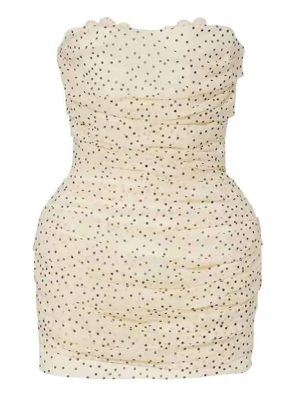 Magda Butrym Polka-dot Ruched Silk-blend Minidress - White