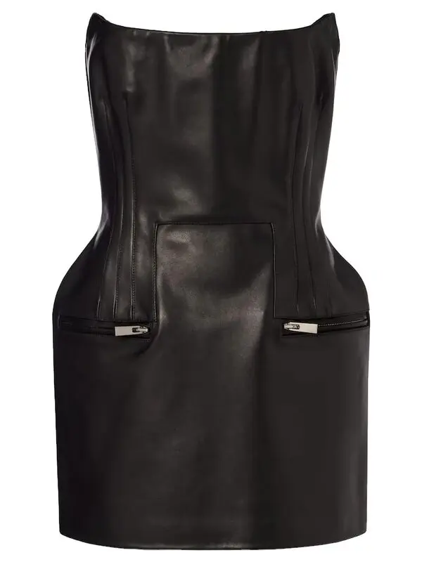 Magda Butrym Leather Bustier Mini Dress - Black