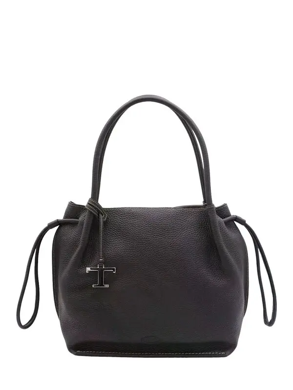 TOD'S Drawstring Leather Tote - Black