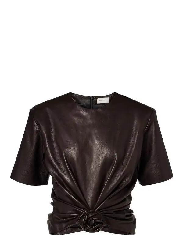 Magda Butrym Knot-detail Leather T-shirt - Brown