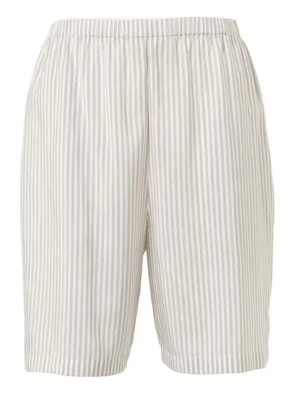 THE ROW Zinnia Striped Silk Shorts - White