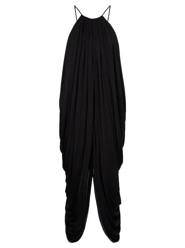 Loewe Draped Open-back Silk Midi Dress - Black