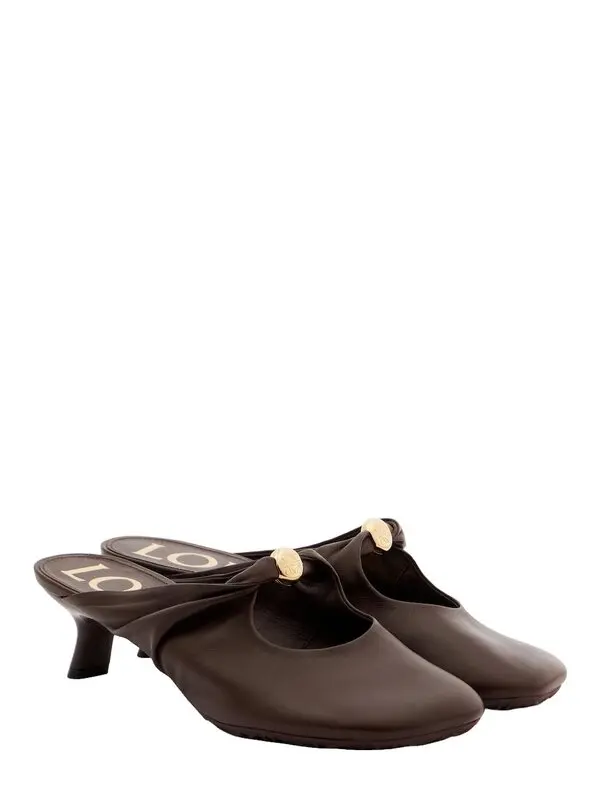 Loewe Pebble 45 Leather Mules - Brown