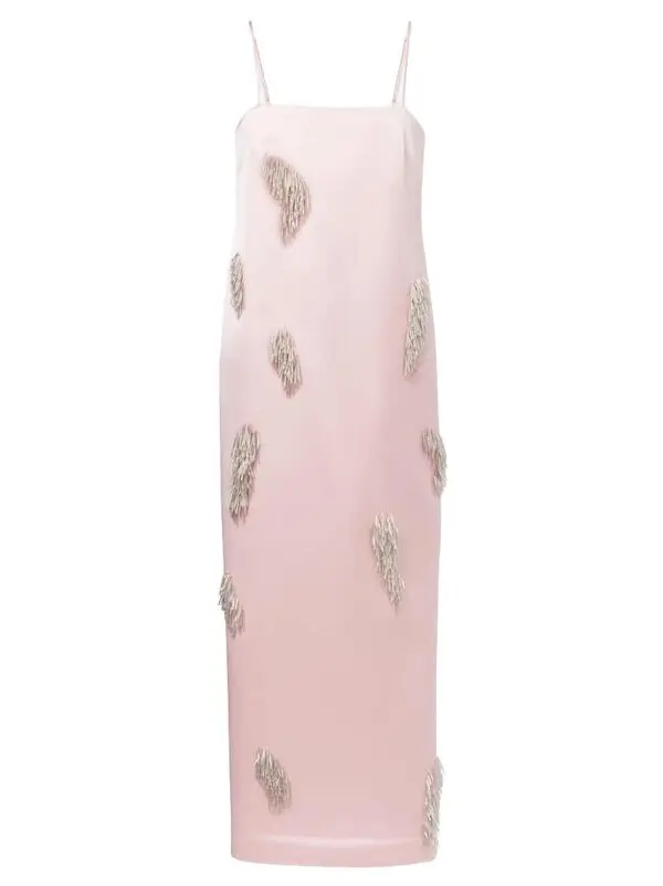 ALEMAIS Cindy Embellished Satin Slip Dress - Pink