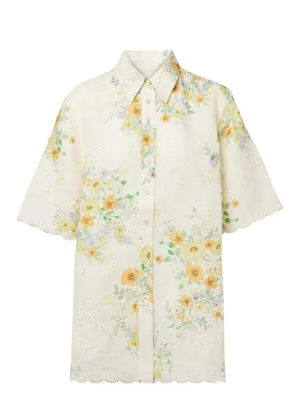 ALEMAIS Alémais Juliette Floral Linen Shirt - Beige