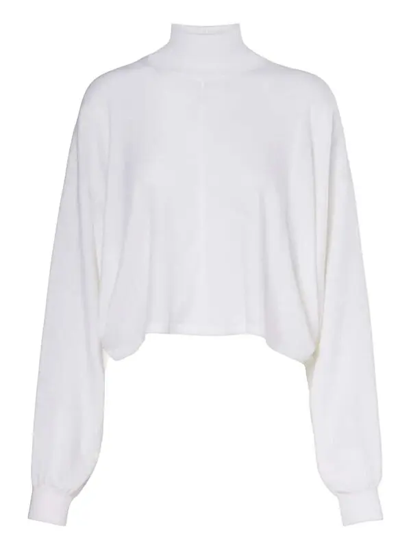 Alaïa Cropped Linen Turtleneck Sweater - White