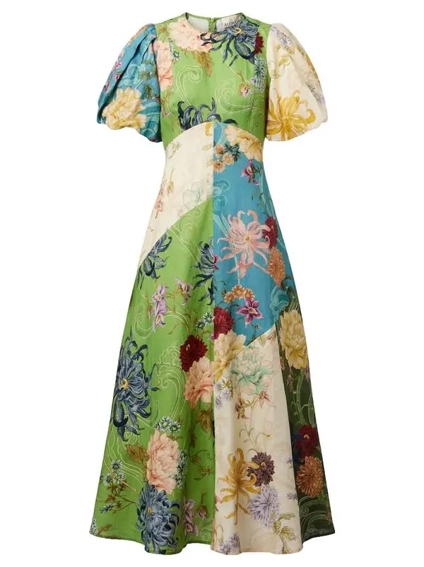ALEMAIS Avery Floral Linen Midi Dress - Multicoloured