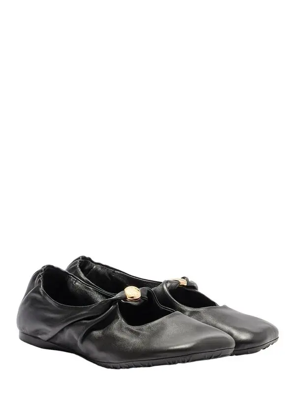 Loewe Pebble Soft Leather Ballet Flats - Black