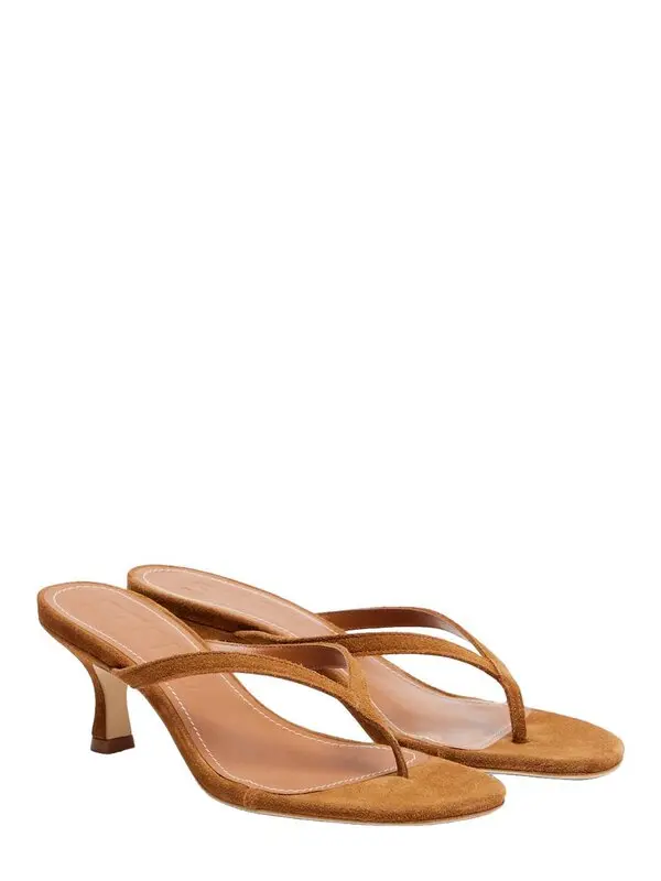 Staud Freja 60 Suede Thong Sandals - Brown