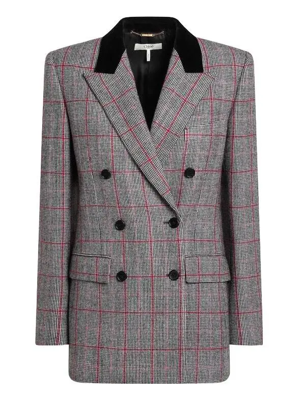 Chloé Checkered Double-breasted Blazer - Multicolor