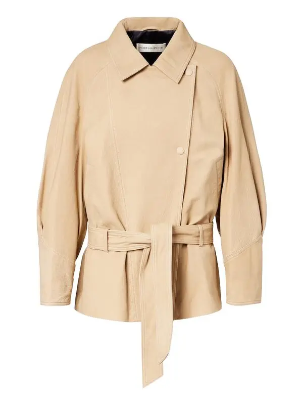 Nour Hammour Buffy Leather Jacket - Beige