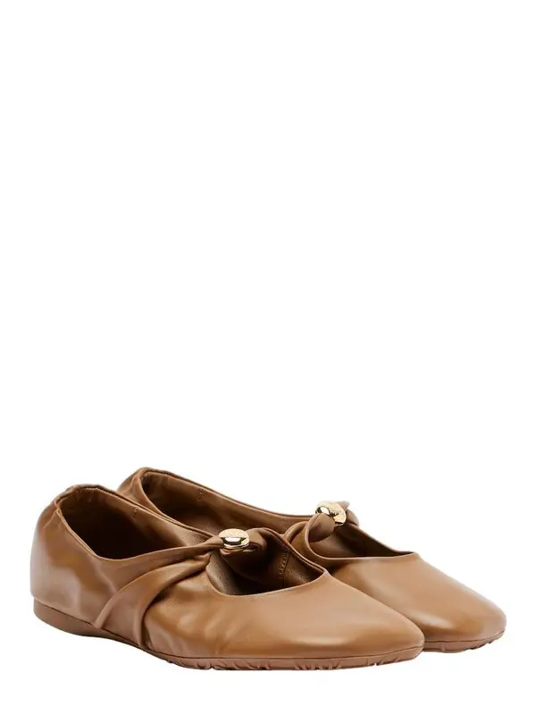 Loewe Pebble Leather Ballet Flats - Brown