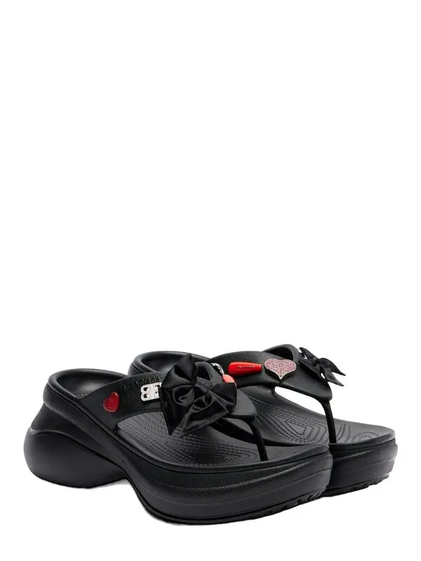 Balenciaga X Crocs Jibbitz Platform Thong Sandals - Black