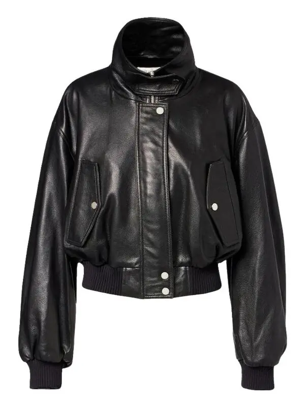 Nour Hammour Briar Leather Bomber Jacket - Black