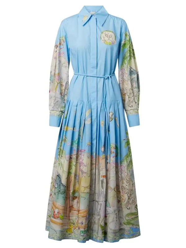 ALEMAIS Alémais Anouk Printed Shirt Dress - Blue