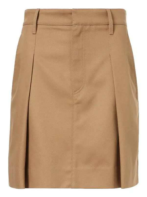 Brunello Cucinelli Monili Pleated Cotton Mini Skirt - Beige