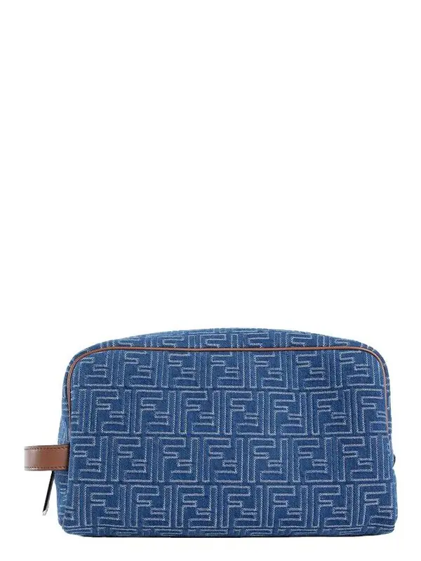 Fendi Ff Denim Flat Pouch - Blue