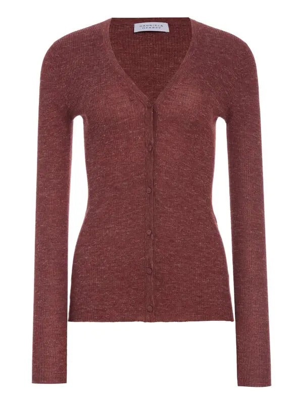 Gabriela Hearst Aiste Knit Cardigan In Cashmere Silk With Hemp - Burnt Sienna