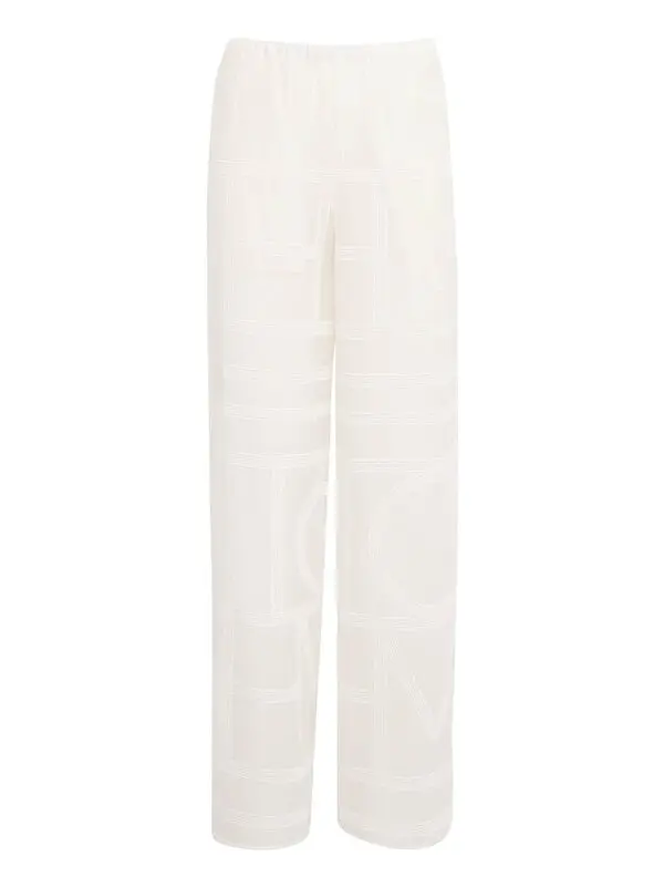 TOTÊME Cotton-silk Monogram Trousers - White