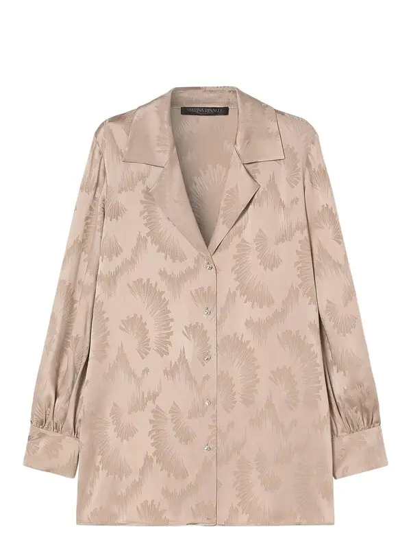 Marina Rinaldi Satin Textured Faraone Shirt - Beige