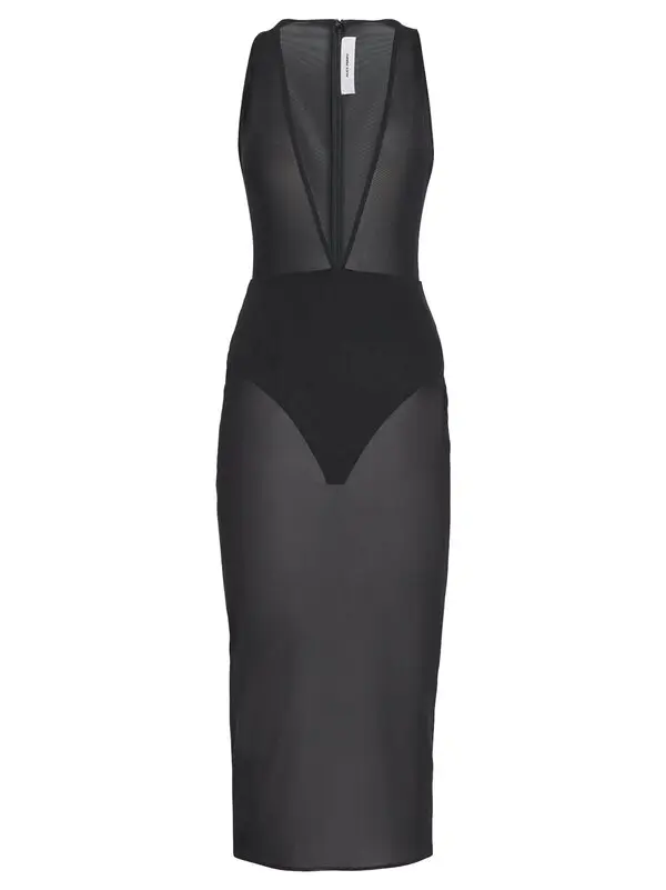 Alex Perry Stretch-mesh Midi Dress - Black