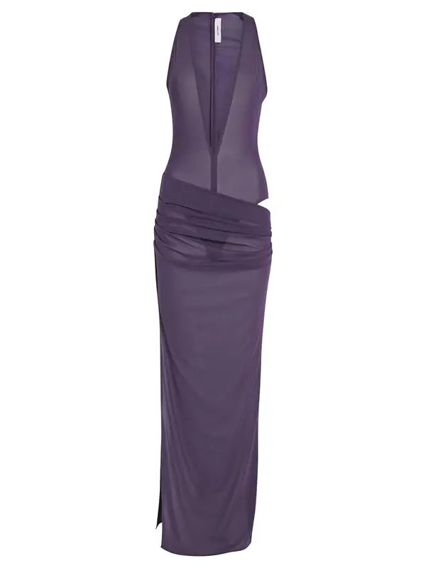 Alex Perry Stretch-mesh Maxi Dress - Purple