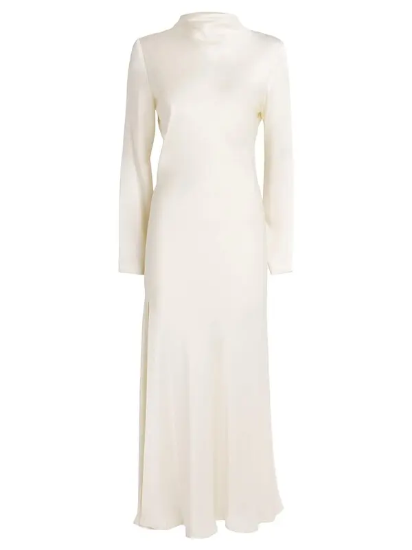 Lapointe Satin Draped Midi Dress - Ivory