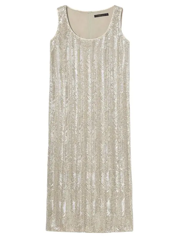 Marina Rinaldi Sequin-embellished Sacco Midi Dress - Beige
