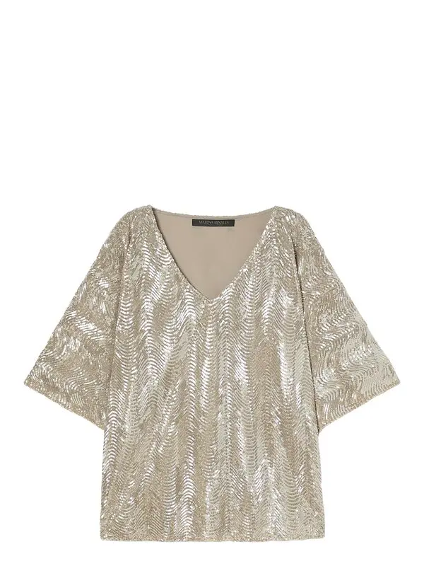 Marina Rinaldi Sequin-embellished Torbole Blouse - Beige