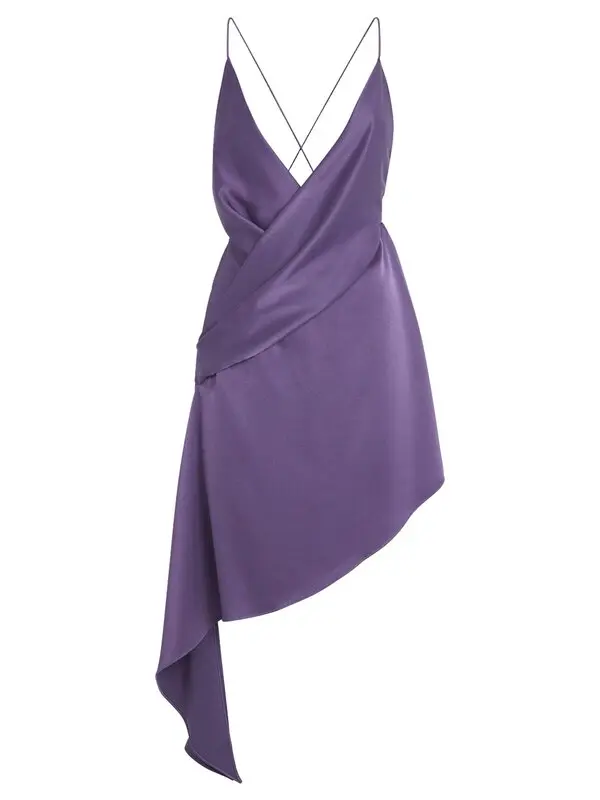 Alex Perry Satin Asymmetric Mini Dress - Purple