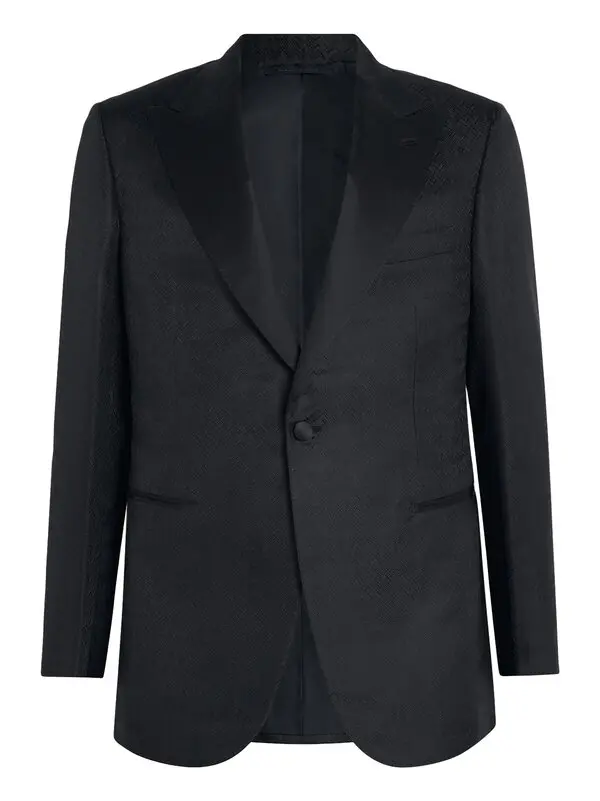 Brioni Silk Jacquard Virgilio Tuxedo Jacket - Black