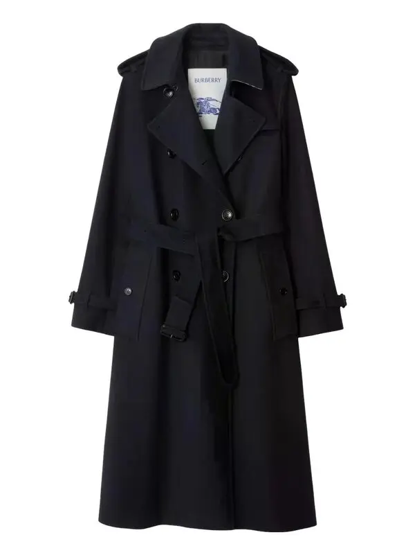 Burberry Long Cashmere Kensington Trench Coat - Blue