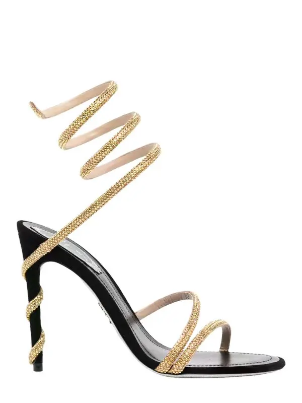 Rene Caovilla 110mm Crystal-embellished Spiral Sandals - Black