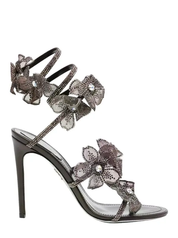 Rene Caovilla 110mm Crystal-flower Sandals - Brown