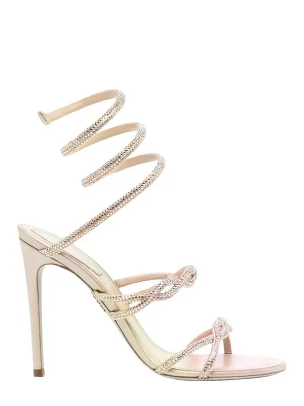 Rene Caovilla 110mm Spiral-embellished Sandals - Neutrals
