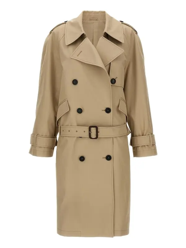 Attico Cotton Gabardine Trench Coat - Beige