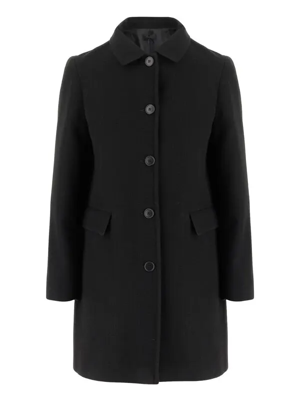 F.IT Viscose Blend Single-breasted Coat - Black