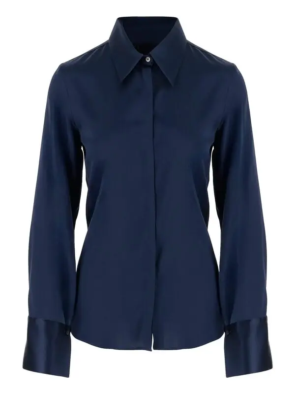 F.IT Stretch Silk Shirt - Blue