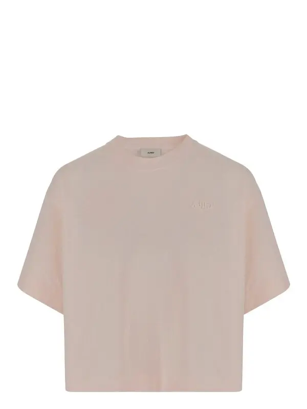 AUTRY Cotton T-shirt With Logo - Pink