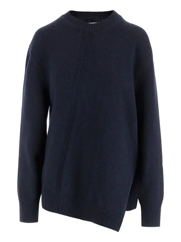 JIL SANDER Asymmetrical Wool Blend Sweater - Blue