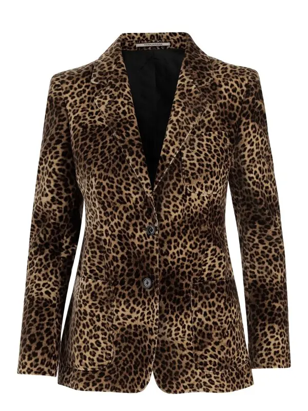 Tagliatore Leopard Print Cupro Jacket - Red