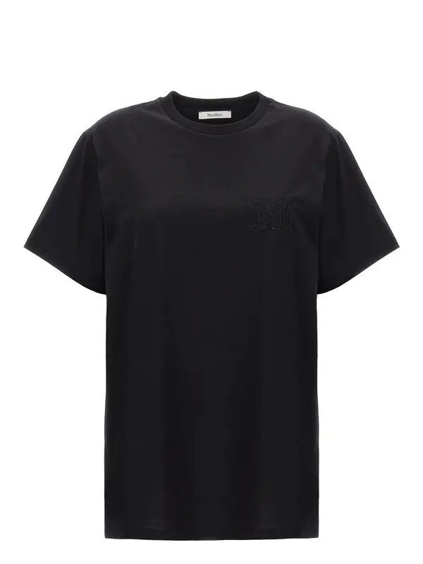 Max Mara Cotton T-shirt With Embroidered Logo - Black